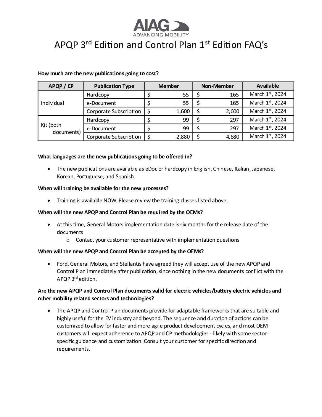 APQP 3판과 관리 계획서(Control Plan) 1판 FAQ 자주 묻는 질문 | BSI Blog